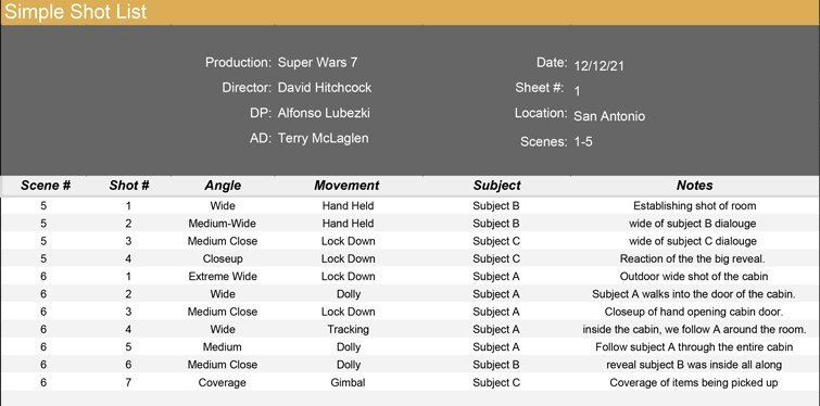 Never Miss A Shot Again Create A Shot List Document
