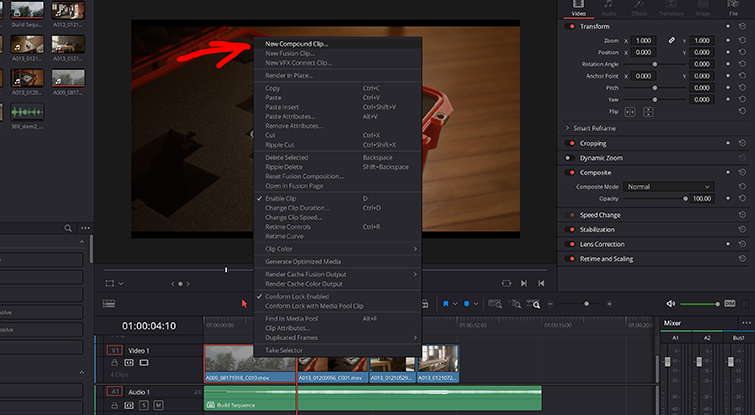 Using Compound Clips In DaVinci Resolve 12